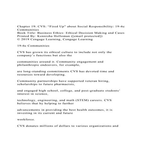 Chapter 19 CVS Fired Up” about Social Responsibility 19-6c.docx