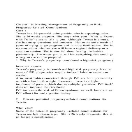 Chapter 19 Nursing Management of Pregnancy at Risk Pregnancy | DOCX