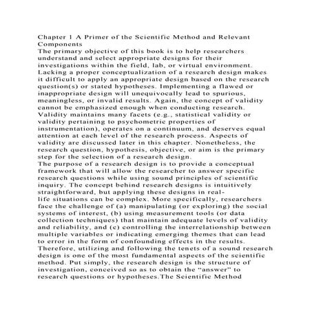 Chapter 1 A Primer of the Scientific Method and Relevant Components.docx
