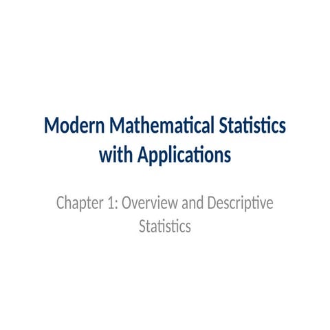 Comprehensive Introduction to Modern Mathematical Statistics and ...