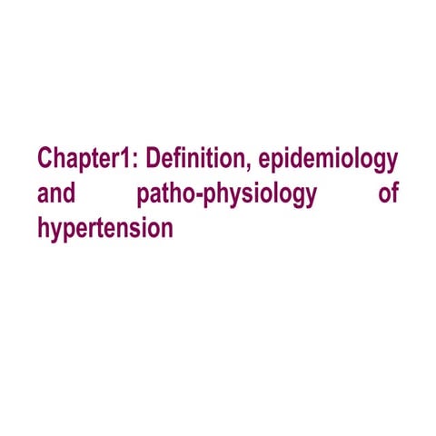 Definition Hypertension is persistent blood pressure ≥140/90 mmHg on ...