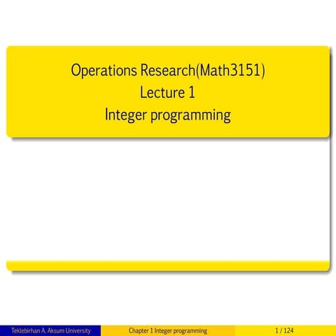 Chapter 1 Integer Programming Problemspdf Ppt 6421