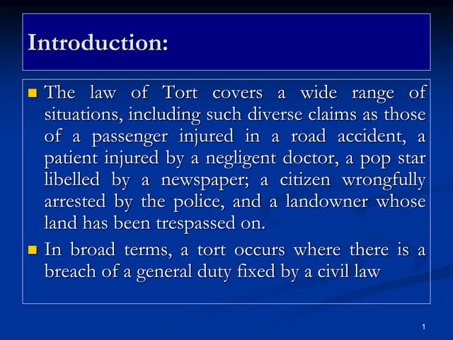 Law of torts Introduction | PPTX