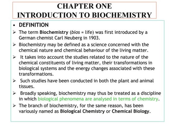 Introduction to biochemistry | PPT
