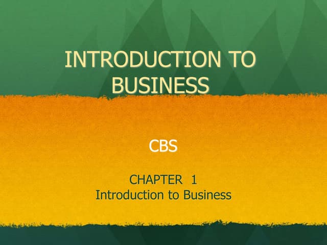INTRODUCTION TO BUSINESS MANAGEMENT | PPT