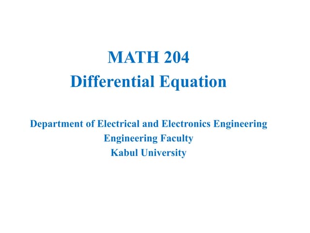 Differential equation and its order and degree | PPTX