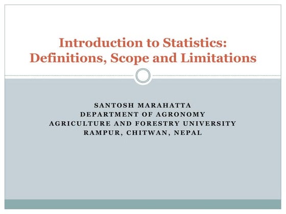 Introduction to Statistics for analytics | PPT