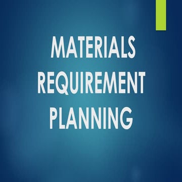 materials requirement planning in material | PPTX