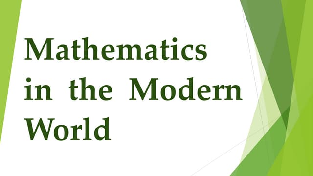 Mathematics in the Modern World Lecture 1 | PDF