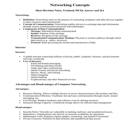Chapter 1 Notes Mcqs And Qa Computer Networkpdf