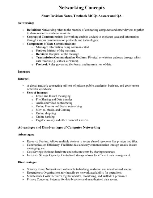 Chapter 1 Notes Mcqs And Qa Computer Networkpdf