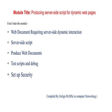 Chapter 1 Produce Server Side Script For Dynamic Web Page Pptx