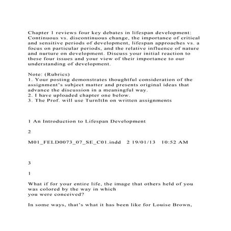 Chapter 1 reviews four key debates in lifespan development Contin.docx