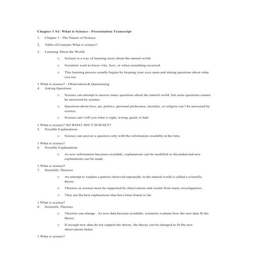 Chapter 1 S1: What is Science - Presentation Transcript | RTF