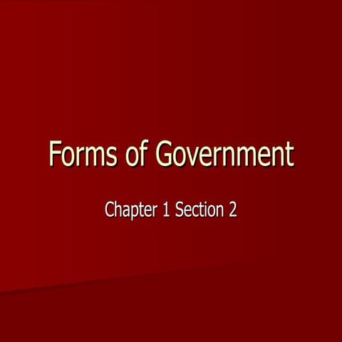Chapter 1 Section 2 (Forms Of Government) | PPT