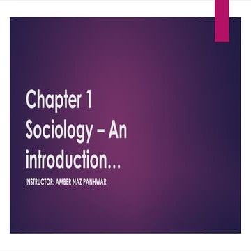 Chapter 1 Sociology... An introduction to sociology | PPTX