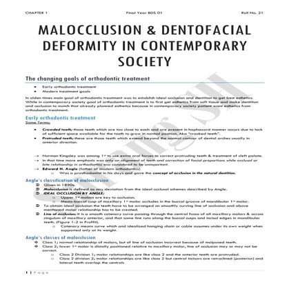 MALOCCLUSION & DENTOFACIAL DEFORMITY IN CONTEMPORARY SOCIETY | PDF