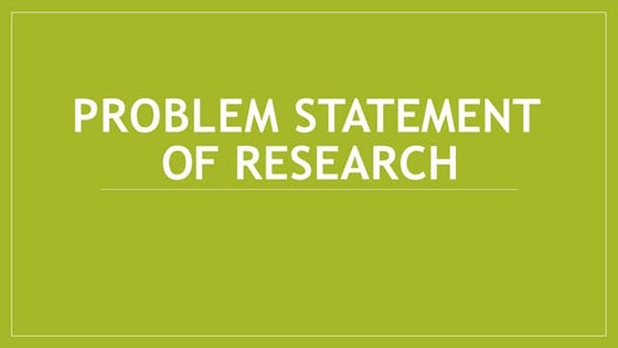 The Research Problem and objectives | PPTX | Education