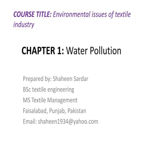 Chapter 1; Water Pollution | PPTX