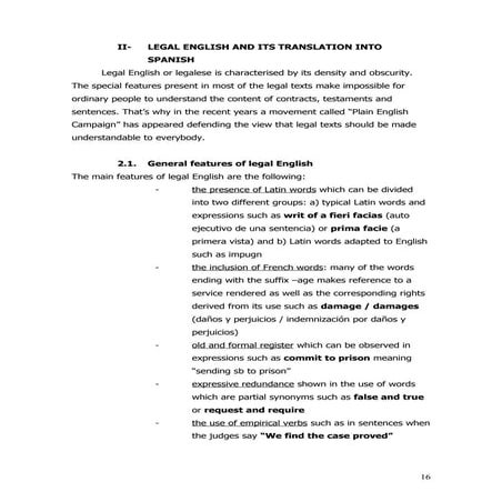 Chapter 2: Legal English. Features and exercises | DOC