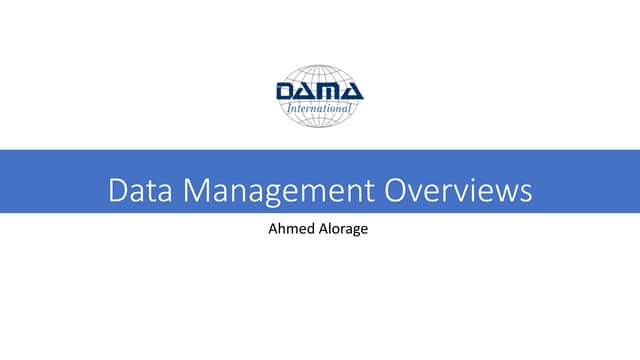 Introduction to DCAM, the Data Management Capability Assessment Model ...
