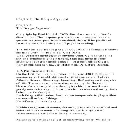 Chapter 2. The Design ArgumentChapter 2The Design Argument .docx | Physics | Science