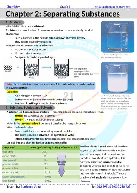 Ways of separating components of a mixture | PPTX | Chemistry | Science