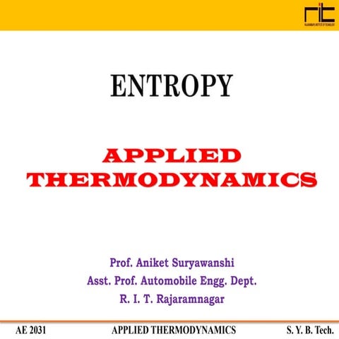 Chapter 2 Entropy & Availability | PDF
