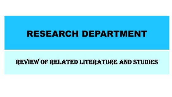 Chapter 2:review of related literature and studies | PPTX | Science