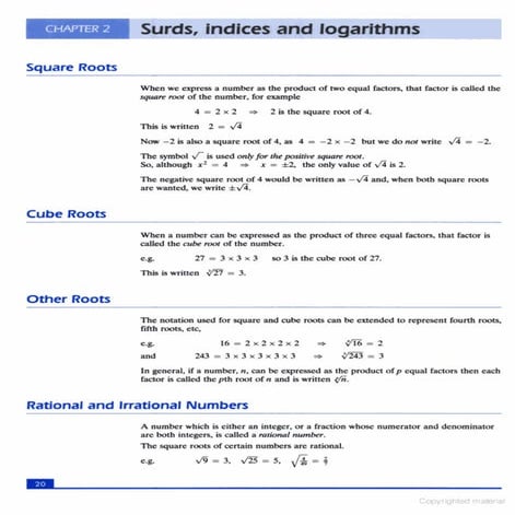 Chapter 2 surds indicies logarithms | PDF