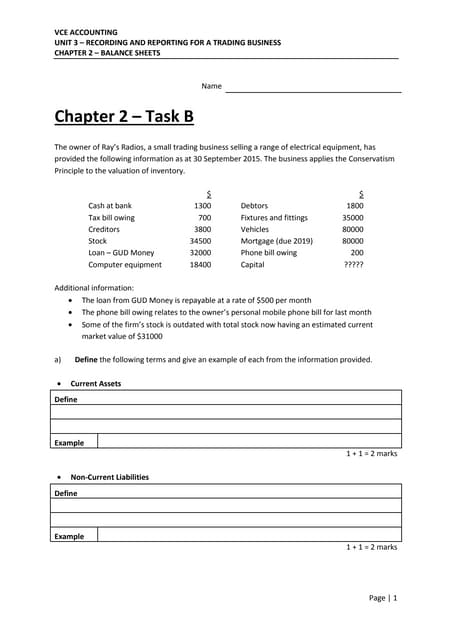 Chapter 2 - Balance Sheets Task D Solutions | PDF