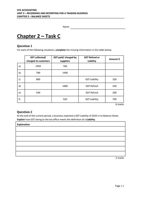 Task 2B - Classified Balance Sheets Solutions | PDF