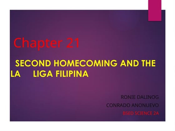 Rizal chapter 21- THE SECOND HOMECOMING AND LA LIGA FILIPINA | PPTX