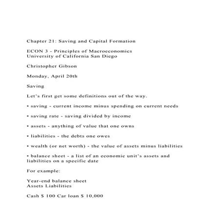 Chapter 21 Saving and Capital FormationECON 3 - Principle.docx