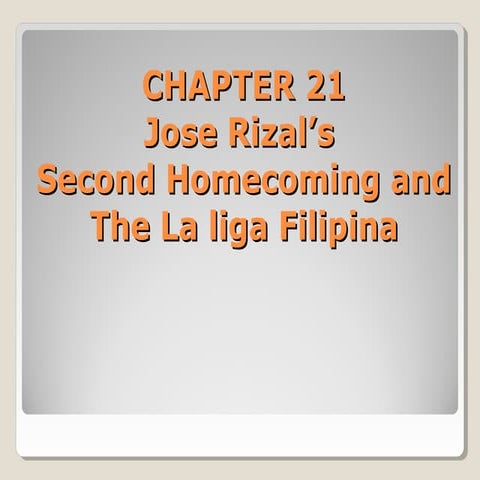 Rizal chapter 21- THE SECOND HOMECOMING AND LA LIGA FILIPINA | PPTX