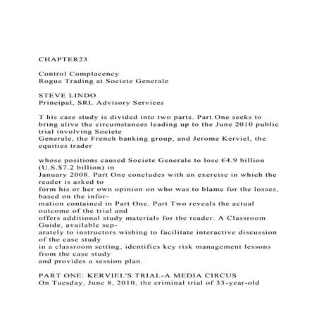 CHAPTER23 Control Complacency Rogue Trading at Societe G.docx