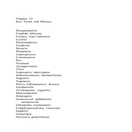 Chapter 23Key Terms and PhrasesDesquamationCandida albic | PDF