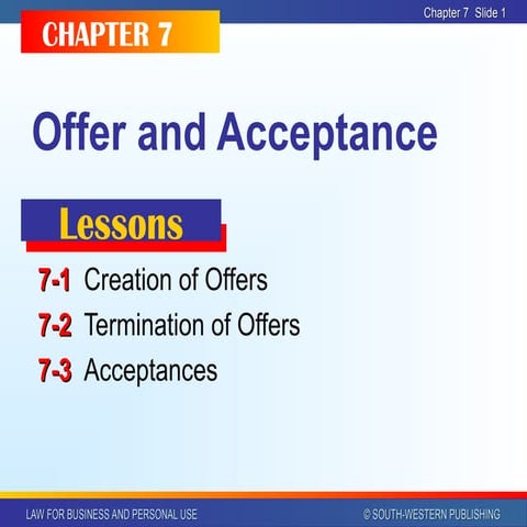 Offer and Acceptance in Business Laws of education | PPT