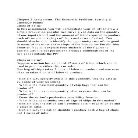 Chapter 2 Assignment The Economic Problem Scarcity & Choice.docx