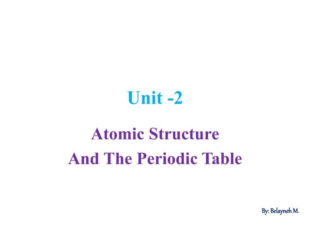 Chapter 2 Atomic Structure Ppt