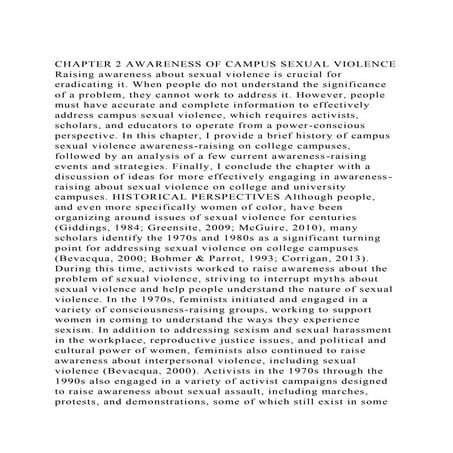 Chapter 2 Awareness Of Campus Sexual Violence Raising Awareness Ab Docx