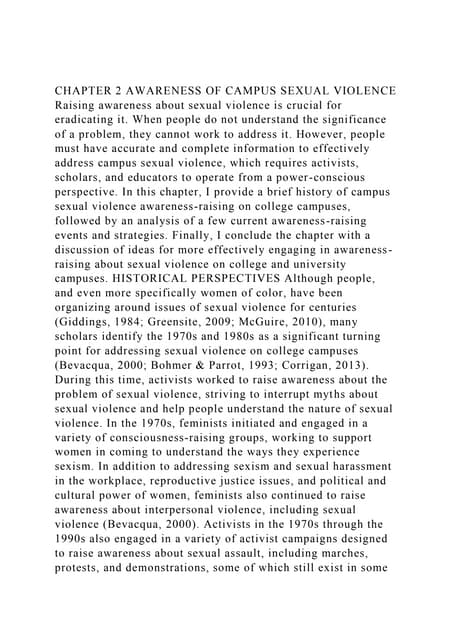 Chapter 2 Awareness Of Campus Sexual Violence Raising Awareness Ab Docx