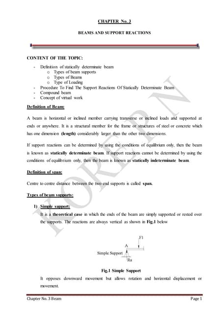 Types Of Beams, Supports & Loads by Mr. K.Satish Poojith Reddy | PPTX ...