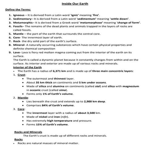 Chapter 2 Inside our Earth- Notes.pdf tygfhu | PDF