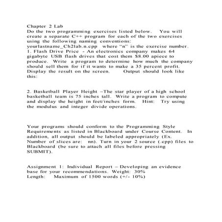 Chapter 2 LabDo the two programming exercises listed below. You | DOCX | Business | Business and ...