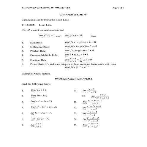 Chapter 2(limits) | DOC | Physics | Science