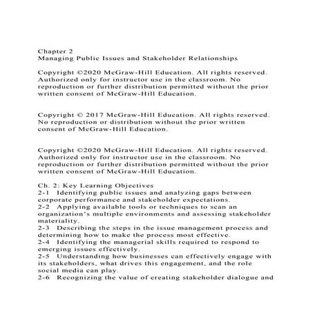 Chapter 2Managing Public Issues and Stakeholder Relationships .docx