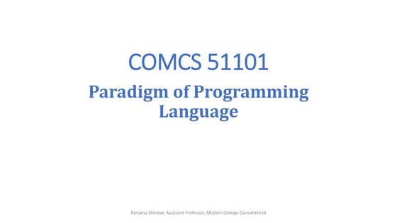 Paradigms of Programming Languages CH1-Introduction.pptx | Programming Languages | Computing