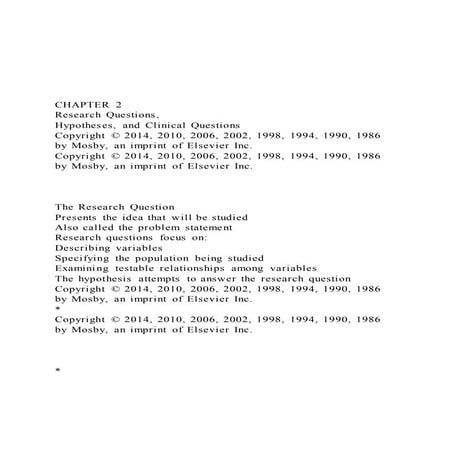 CHAPTER 2Research Questions, Hypotheses, and Clinical | DOCX