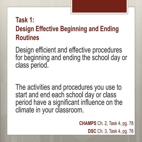 Chapter 2 Task 4: Design Effective Beginning and Ending Routines | PPT ...
